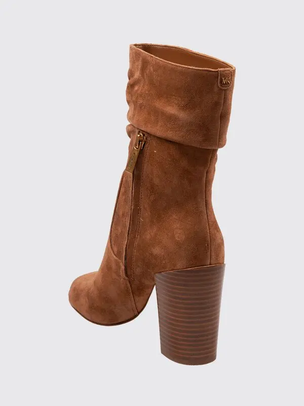 Michael Kors Peep-toe Ruched Suede Heeled Boots