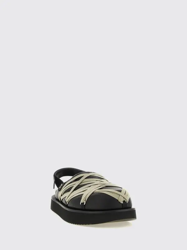 Rick Owens Leather Slingback Shoes With Velcro Strap - Black