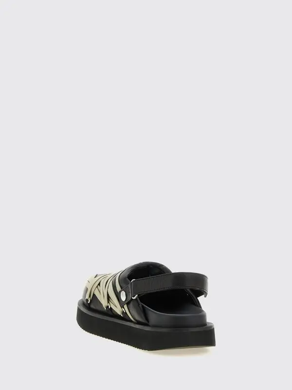 Rick Owens Leather Slingback Shoes With Velcro Strap - Black