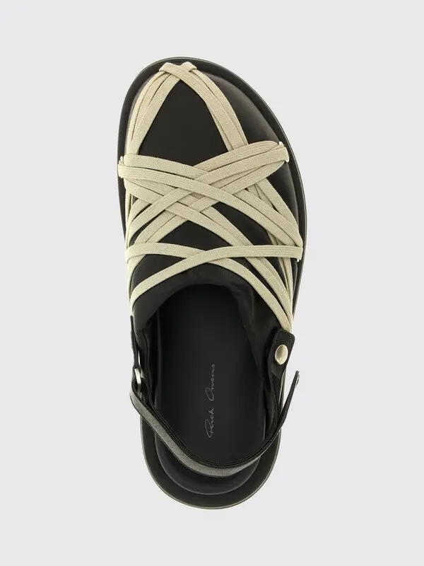 Rick Owens Leather Slingback Shoes With Velcro Strap - Black