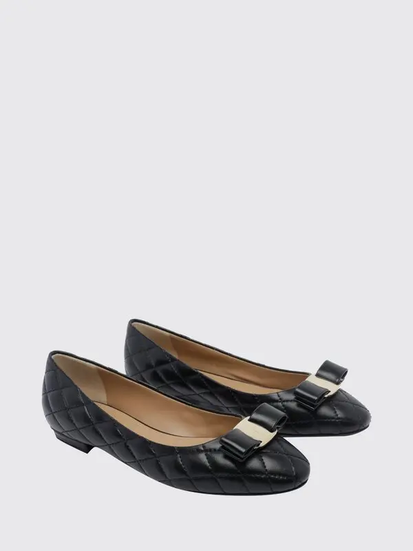 FERRAGAMO Varina Quilted Nappa Ballet Flats With Bow Detail