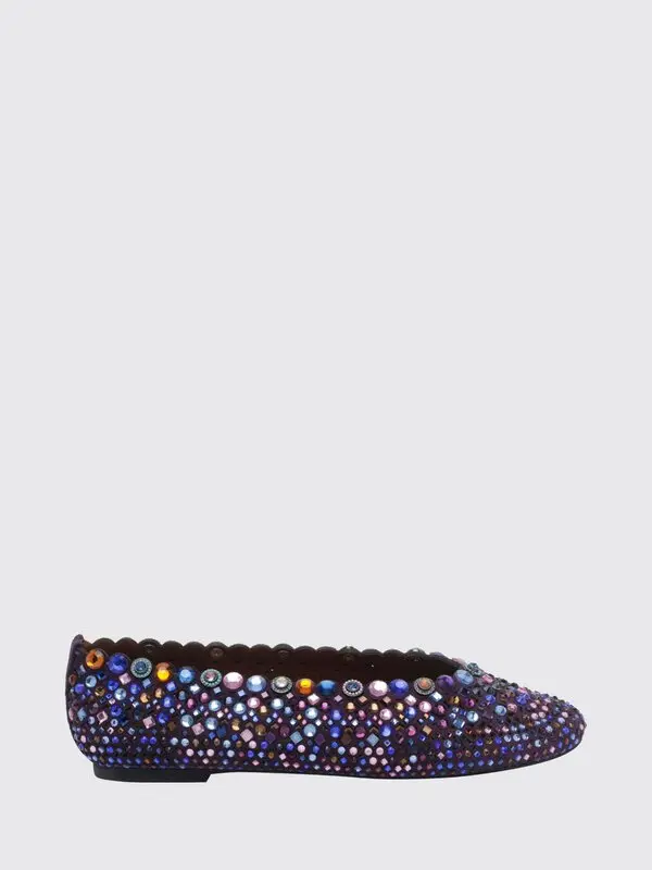 Kurt Geiger Crystal-embroidered Leather Ballet Flats - Violet