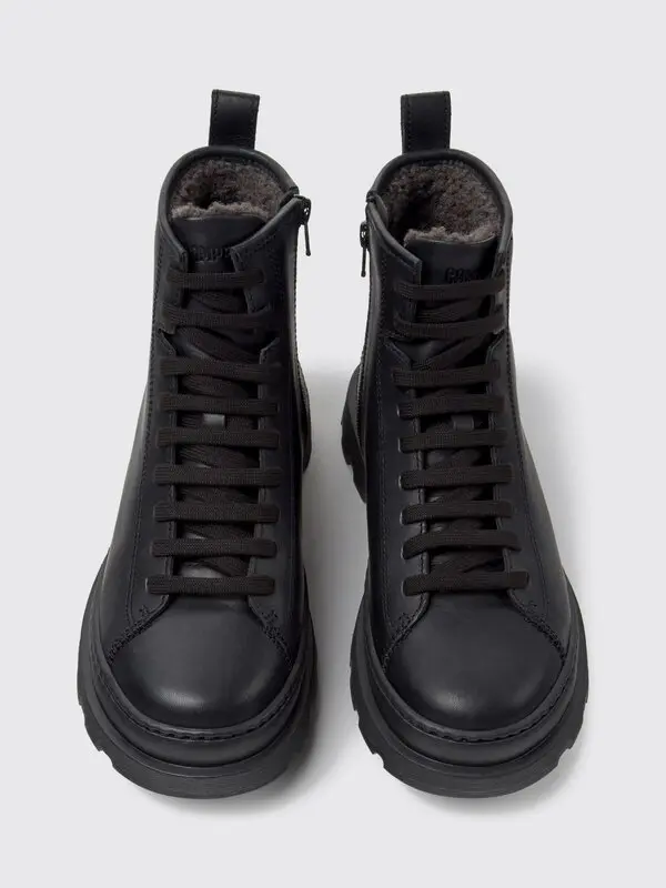 Camper Brutus+ Calfskin Combat Boots With Side Zip