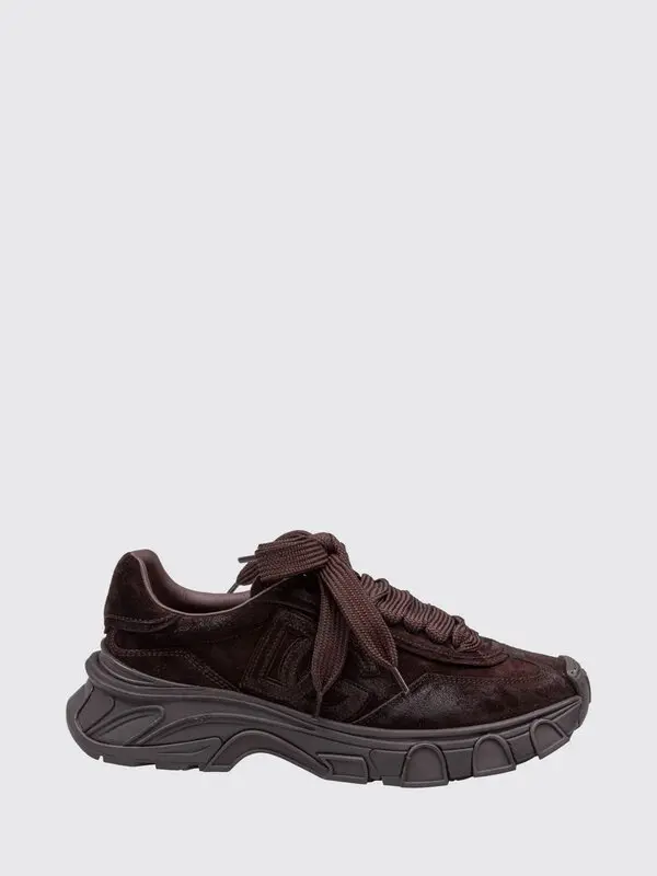 Dolce & Gabbana Dg Country Road Leather And Suede Sneakers With Monogram - Dark