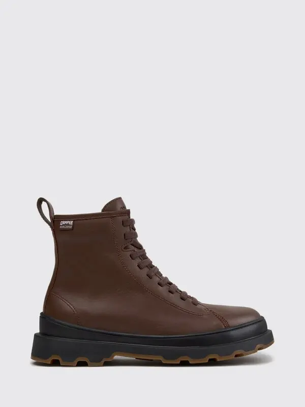 Camper Brutus+ Calfskin Combat Boots With Side Zip - Brown