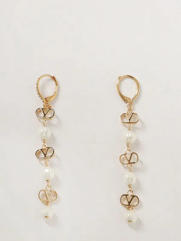 Valentino Garavani Vlogo Signature Pearl And Crystal Drop Earrings