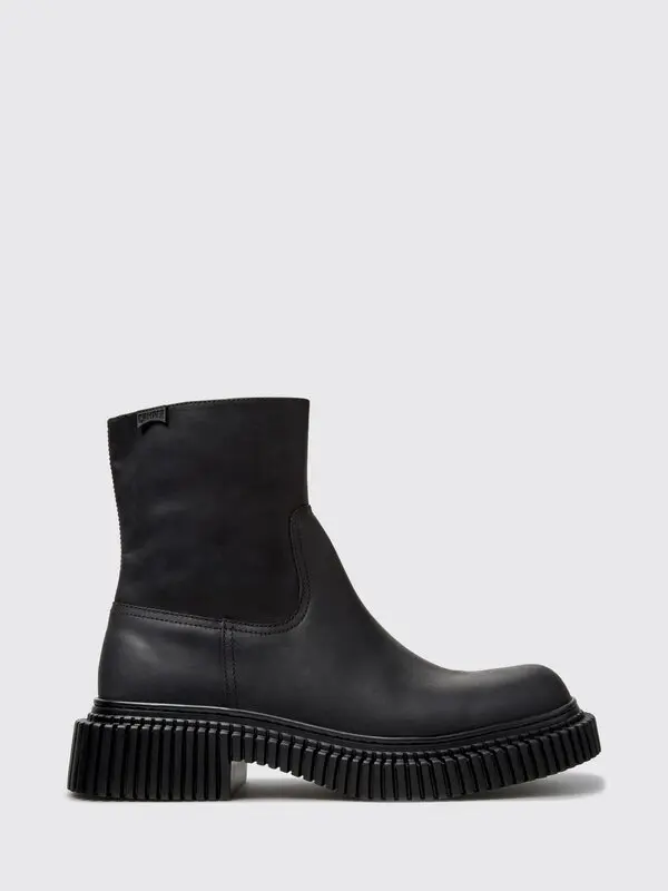 Camper Pix Berlin Leather Ankle Boots With Zip And Xl Extralight® Sole - Black