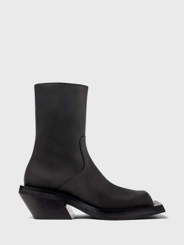 Camper Quetal Leather Western Boots With Square Toe And Flared Heel - Black