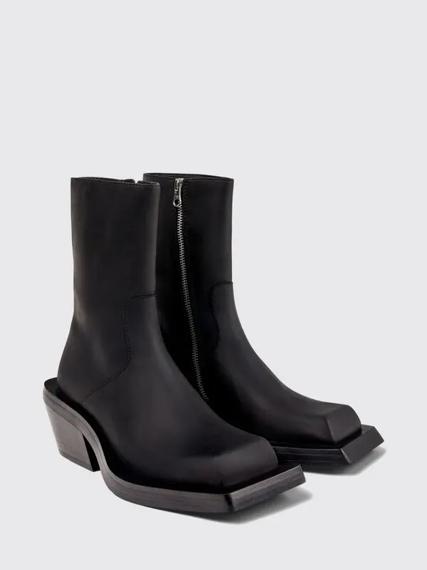 Camper Quetal Leather Western Boots With Square Toe And Flared Heel