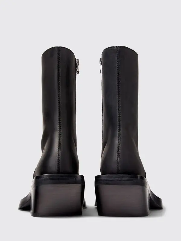 Camper Quetal Leather Western Boots With Square Toe And Flared Heel