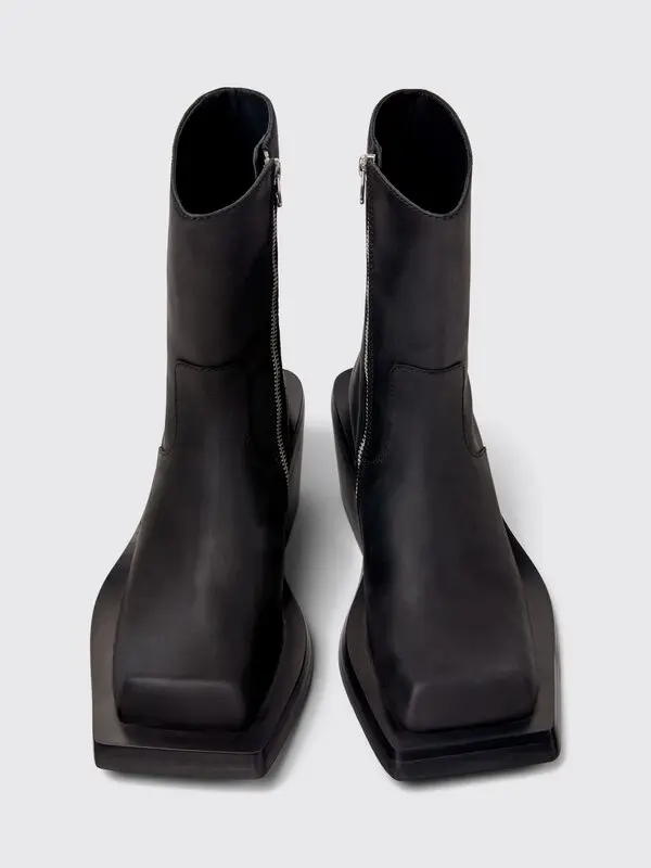 Camper Quetal Leather Western Boots With Square Toe And Flared Heel