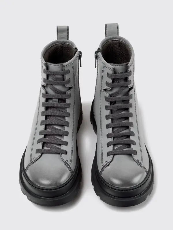 Camper Brutus+ Distressed-effect Calfskin Combat Boots With Zip