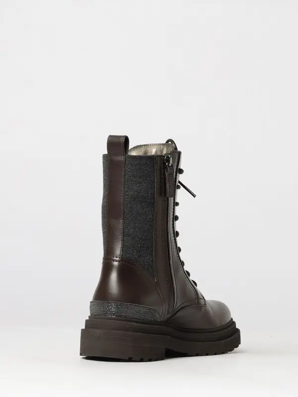 Brunello Cucinelli Lace-up Leather And Wool Boots