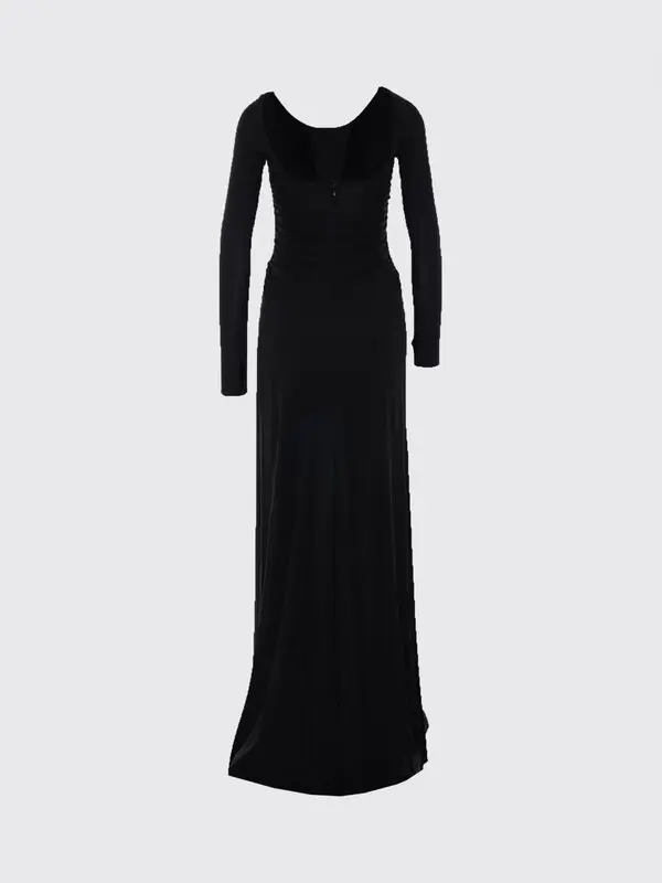 Elisabetta Franchi Long Asymmetrical Sheath Gown In Jersey