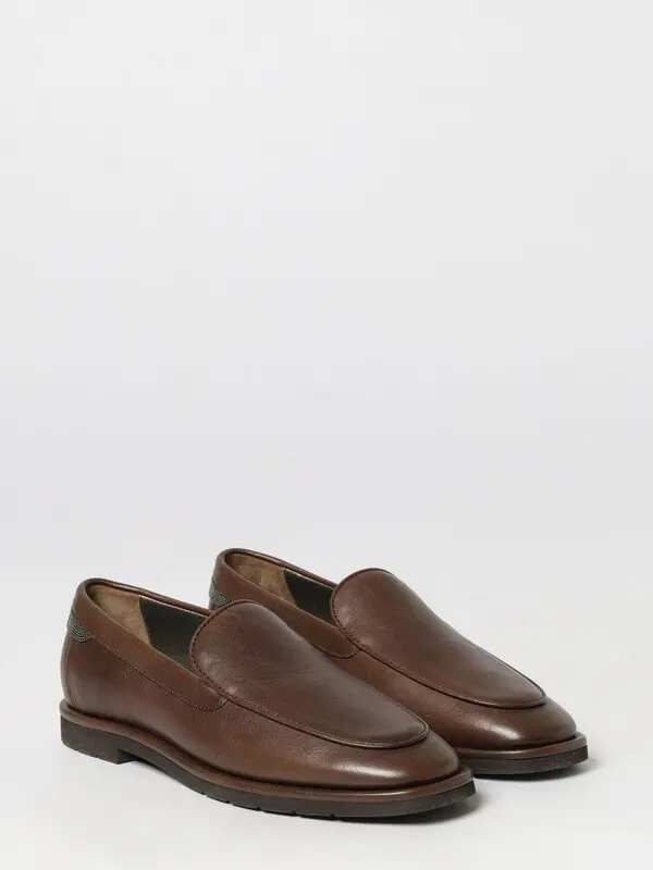 Brunello Cucinelli Smooth Calfskin Loafers With Monili Embellishment