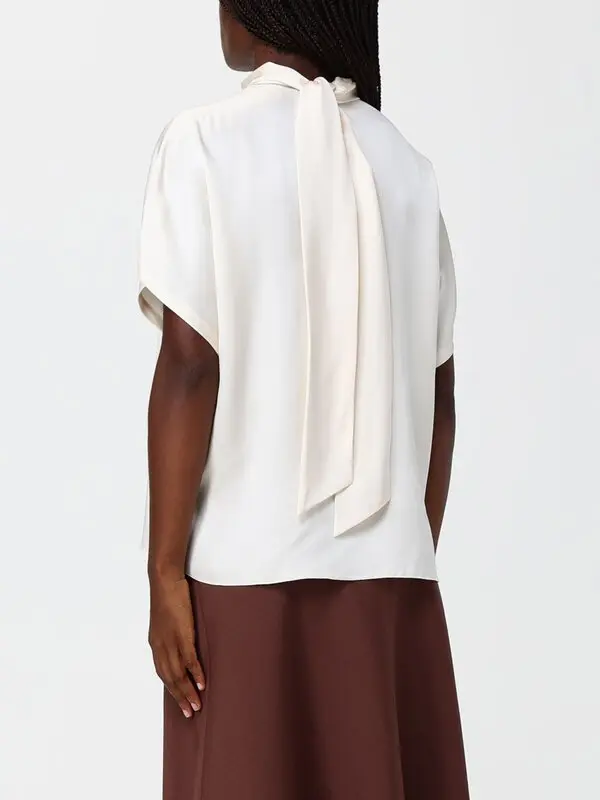 Brunello Cucinelli Silk Blouse With Tie Detail - Beige