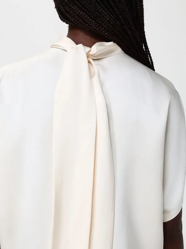 Brunello Cucinelli Silk Blouse With Tie Detail - Beige