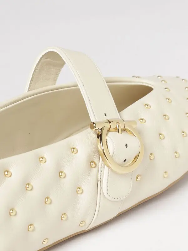 FERRAGAMO Gancini Buckle Studded Nappa Leather Mary Jane Flats