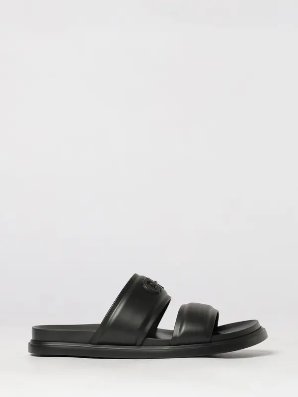 FERRAGAMO Embossed Gancini Logo Rubber Flat Sandals - Black