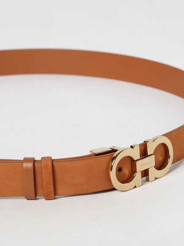 FERRAGAMO Reversible Gancini Buckle Nubuck Leather Belt