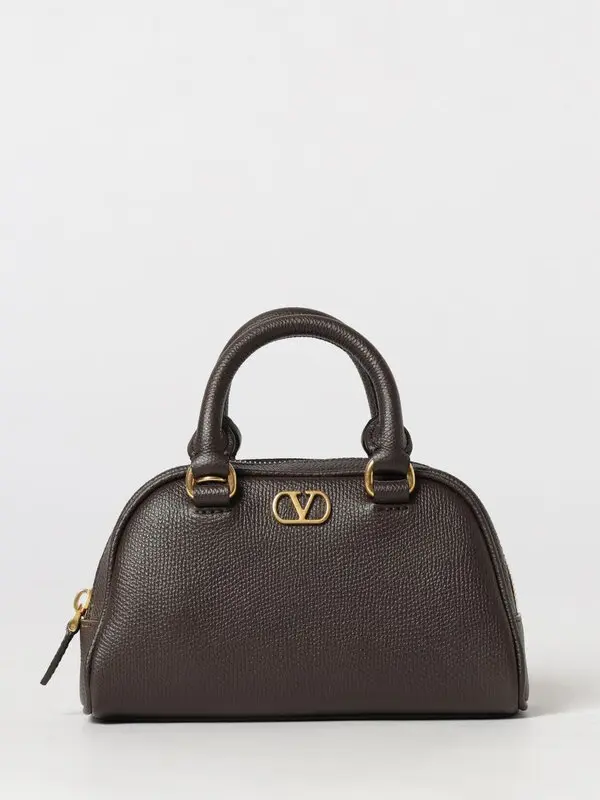 Valentino Garavani Vlogo Signature Mini Boston Bag In Grained Leather - Brown