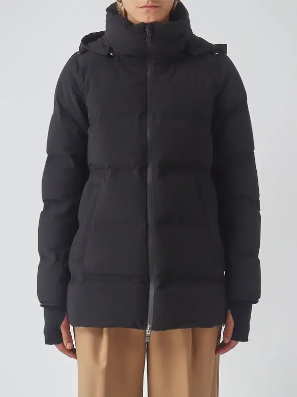 Herno A-shape Short Down Jacket In Quilted Nylon With Removable Hood - Black