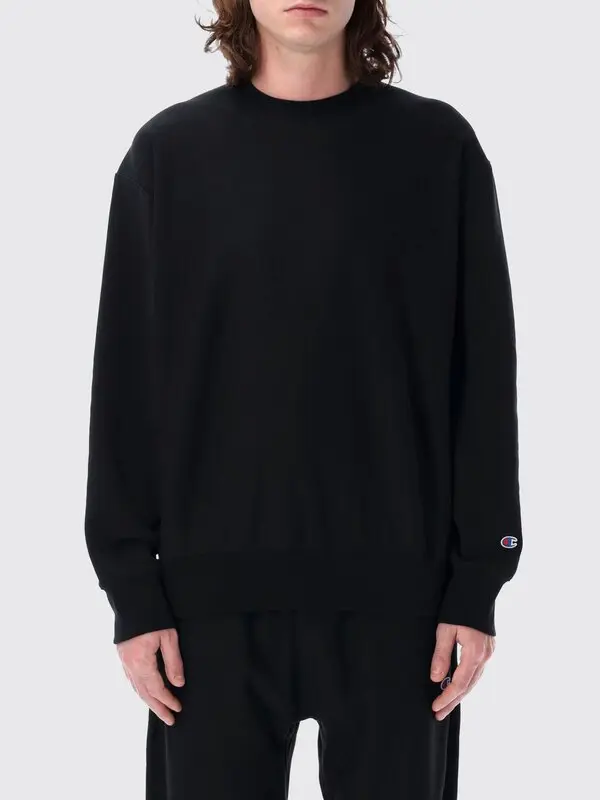 Champion Cotton Crewneck Sweatshirt With Dropped Shoulders - Black