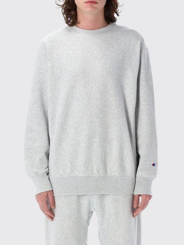 Champion Cotton Crewneck Sweatshirt With Dropped Shoulders - Grey
