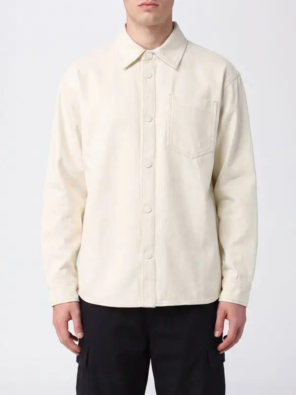 AMI Paris Cotton Denim Shirt Jacket With Patch Pockets