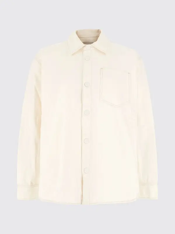 AMI Paris Cotton Denim Shirt Jacket With Patch Pockets