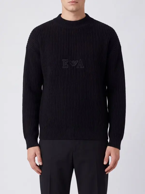 Emporio Armani Cotton Blend Crewneck Jumper With Tone-on-tone Logo