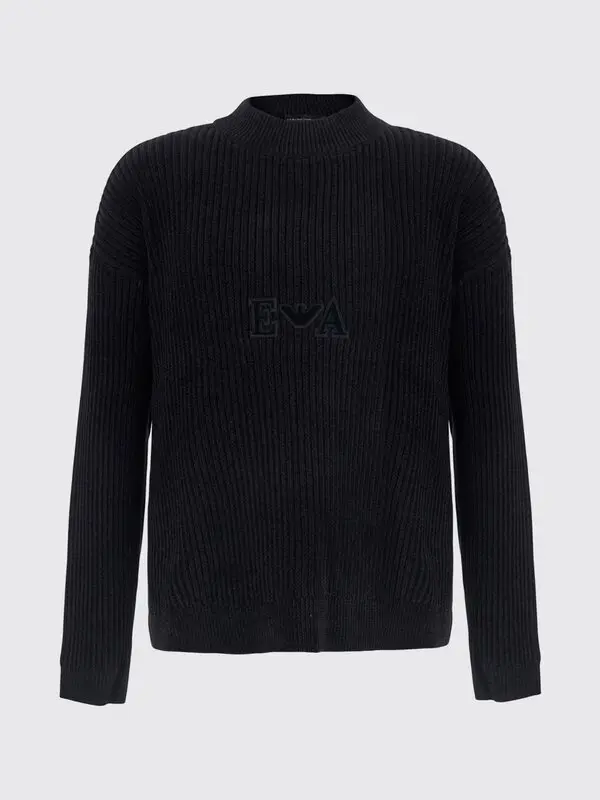 Emporio Armani Cotton Blend Crewneck Jumper With Tone-on-tone Logo