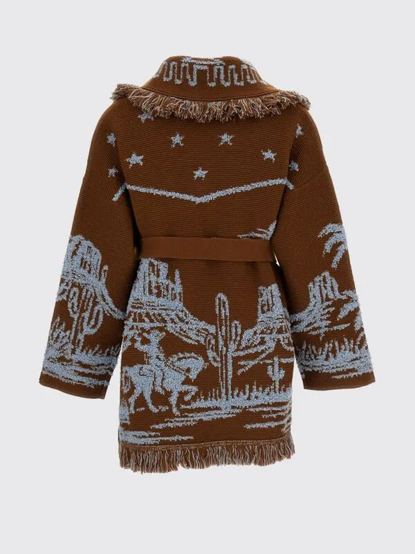 Alanui Jacquard Cashmere And Wool Cardigan With Fringes And Belt - Multicolor
