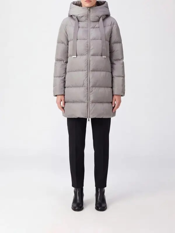 Herno A-shape Short Hooded Down Jacket In Quilted Technical Satin - Pearl