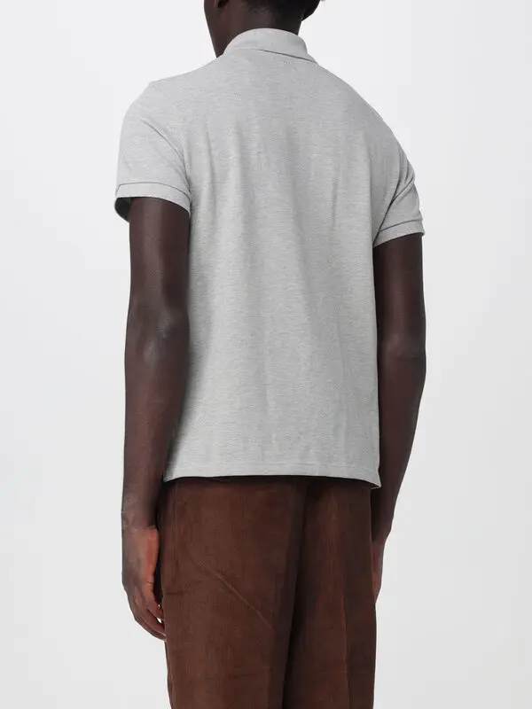 AMI Paris Short-sleeve Cotton Polo With Embroidered De Coeur Logo - Grey