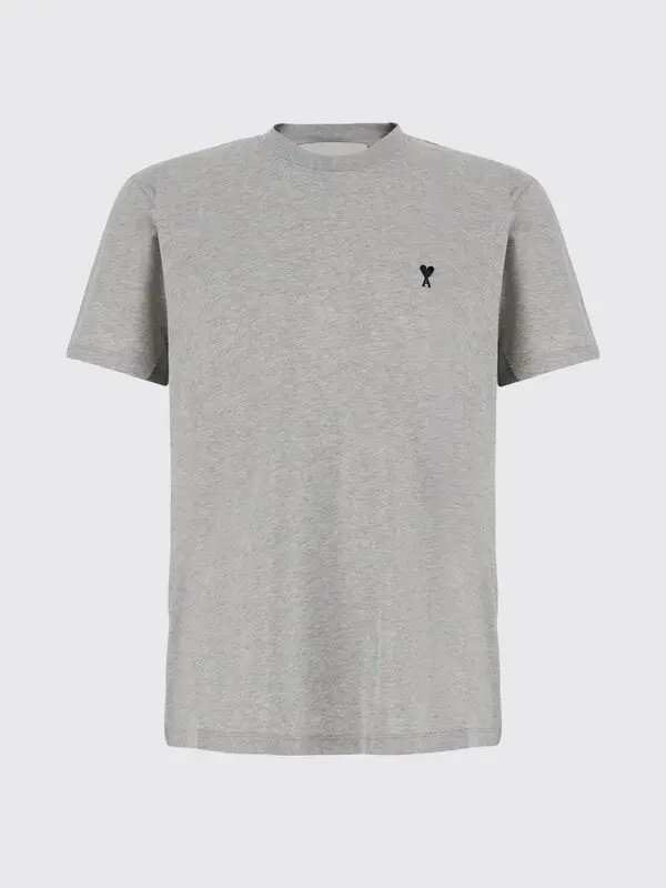 AMI Paris Crewneck Cotton T-shirt With Embroidered De Coeur Logo And Dropped Shoulders