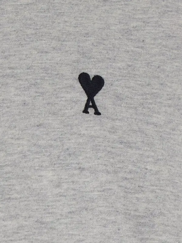 AMI Paris Crewneck Cotton T-shirt With Embroidered De Coeur Logo And Dropped Shoulders