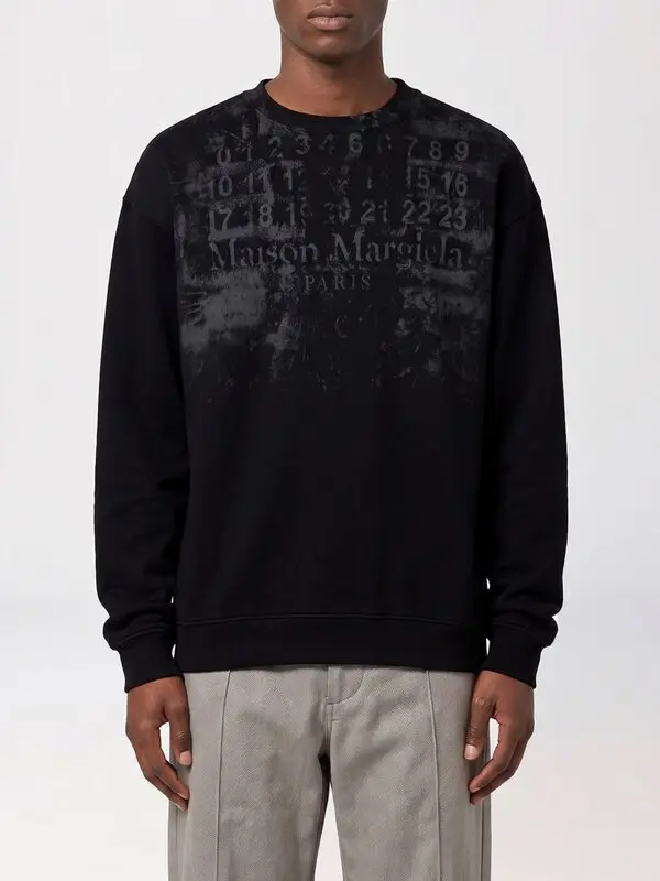 MAISON MARGIELA Cotton Crewneck Sweatshirt With Iconic Rear Four Stitches - Black