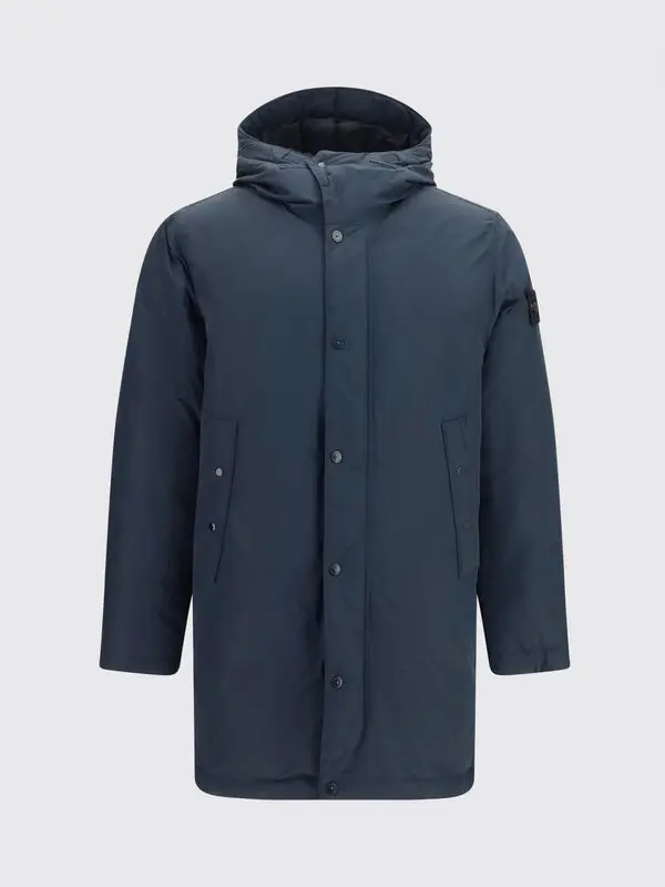 Stone Island Short Parka In Recycled Technical Fabric With Hood And Logo