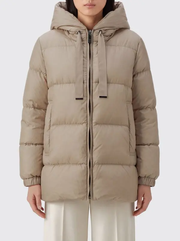 Max Mara Short Down Jacket With Hood - Beige