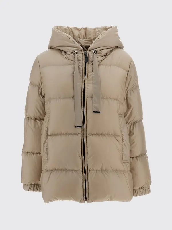 Max Mara Short Down Jacket With Hood - Beige