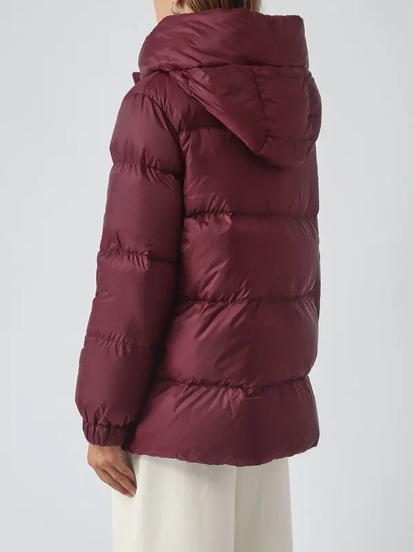 Max Mara Short Down Jacket With Hood - Wine