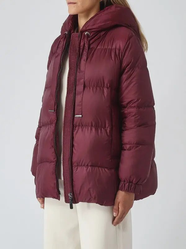 Max Mara Short Down Jacket With Hood - Wine