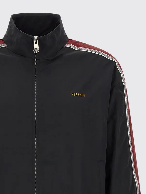 Versace Technical Fabric Zip-up Sweatshirt With Contrast Logo