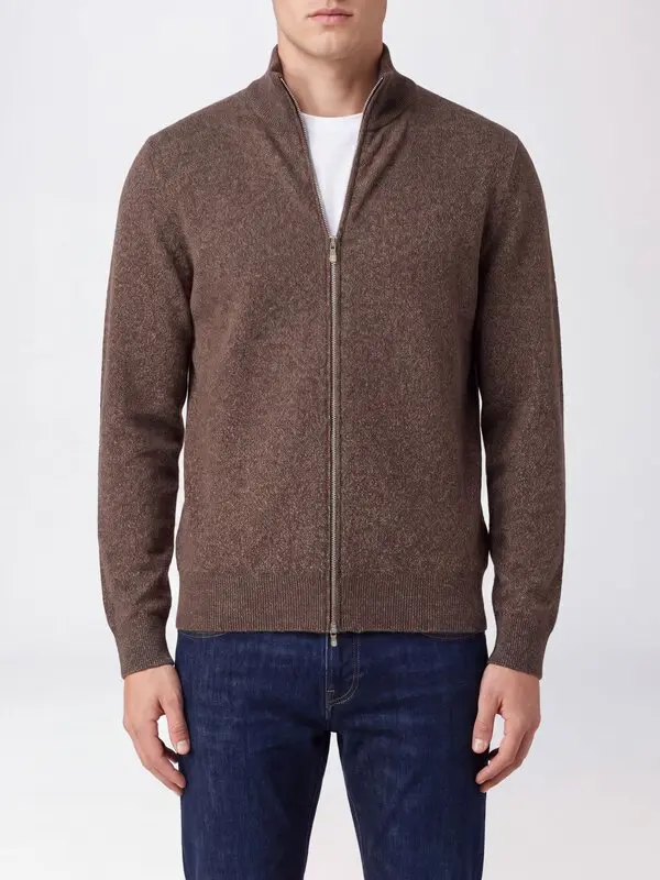 Brunello Cucinelli Pure Cashmere Polo Neck Zip Cardigan - Dark