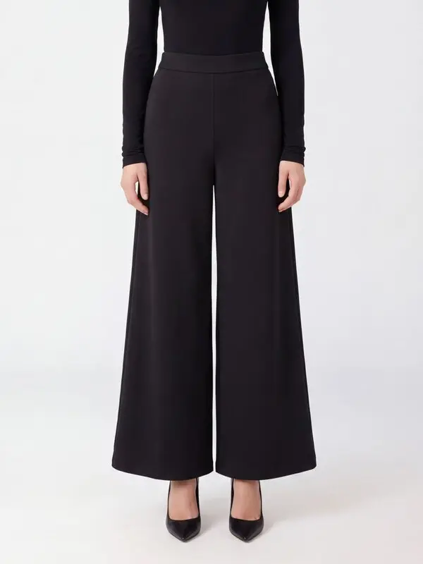 Max Mara High-waisted Technical Jersey Wide-leg Trousers With Side Zip - Black