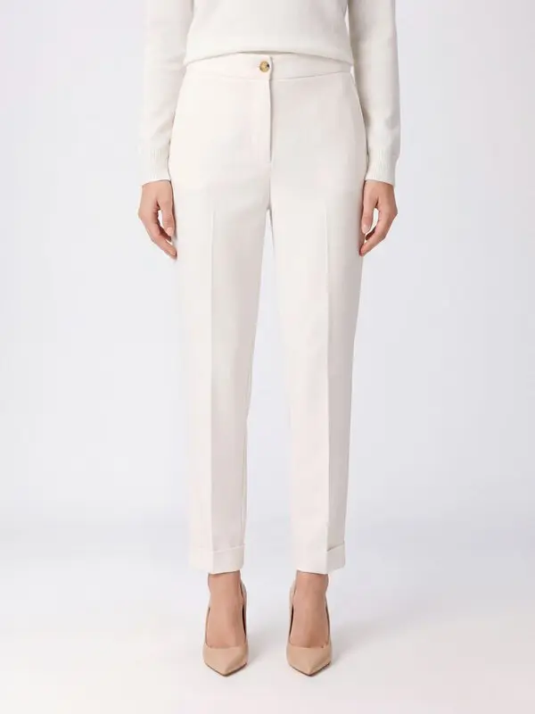 Max Mara Mid-rise Slim-fit Cropped Technical Jersey Trousers - White