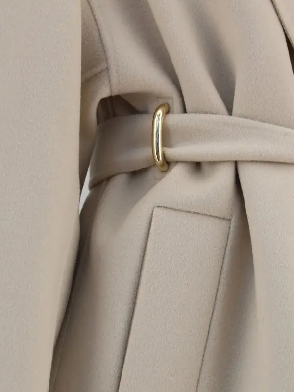 Sportmax Pure Virgin Wool Hooded Long Robe Coat - Beige