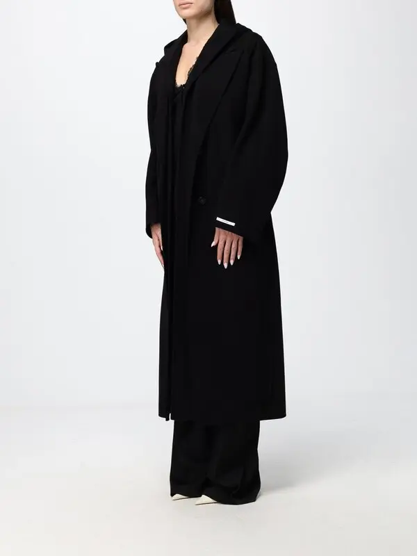 Sportmax Pure Virgin Wool Hooded Long Robe Coat - Black