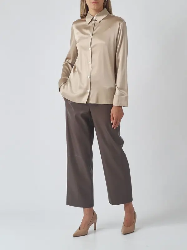 Max Mara Cropped Straight-leg Trousers In Faux Leather With Elastic Waist